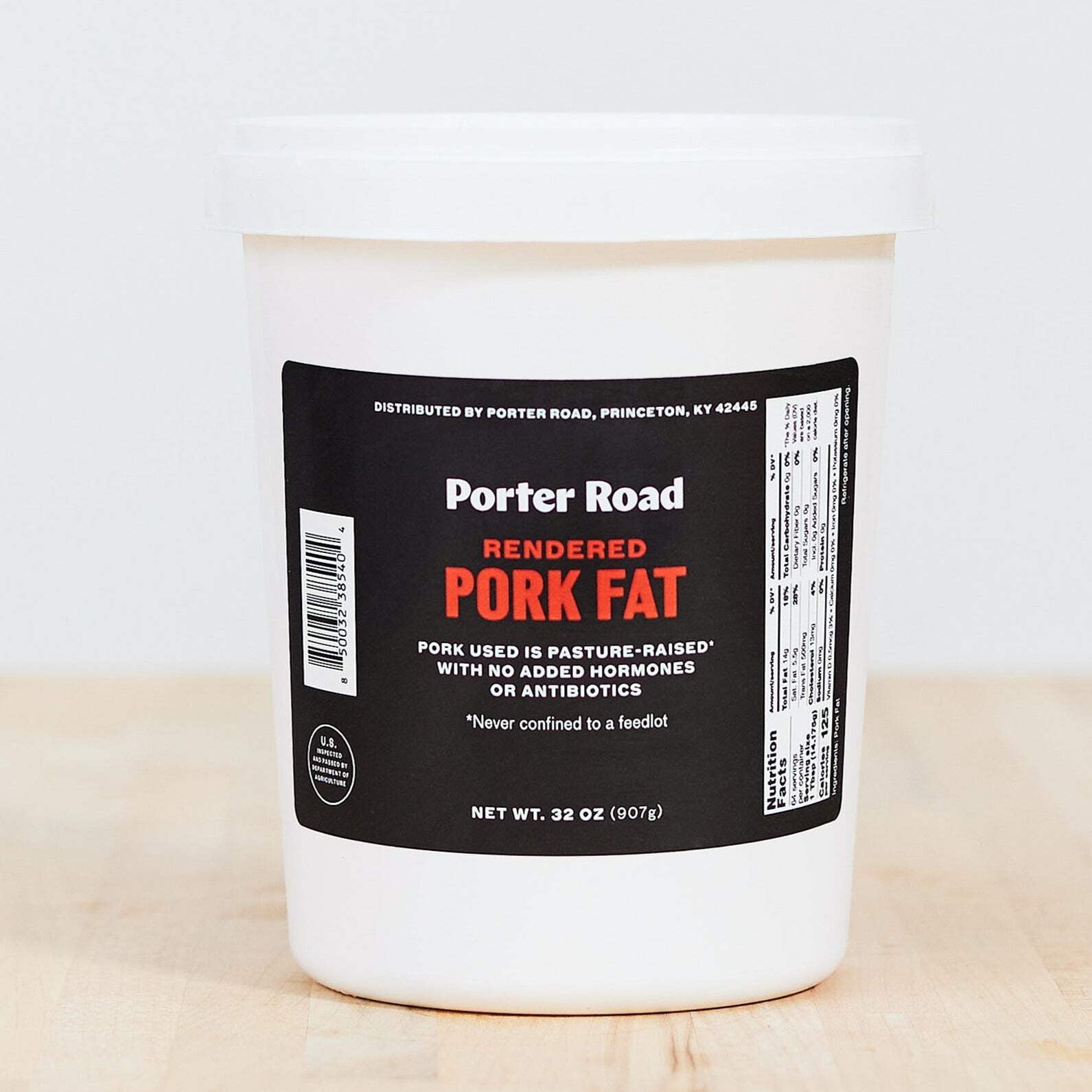 Porter Road Rendered Pork Fat, 32oz, Raised and Made in the USA ...