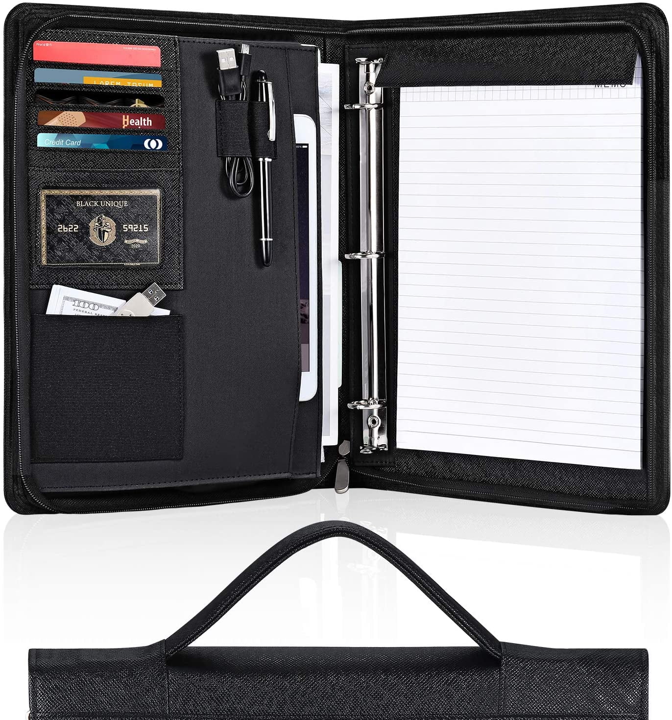 Portfolio Binder, 3 Ring Binder Portfolio Organizer with Leather Folder ...