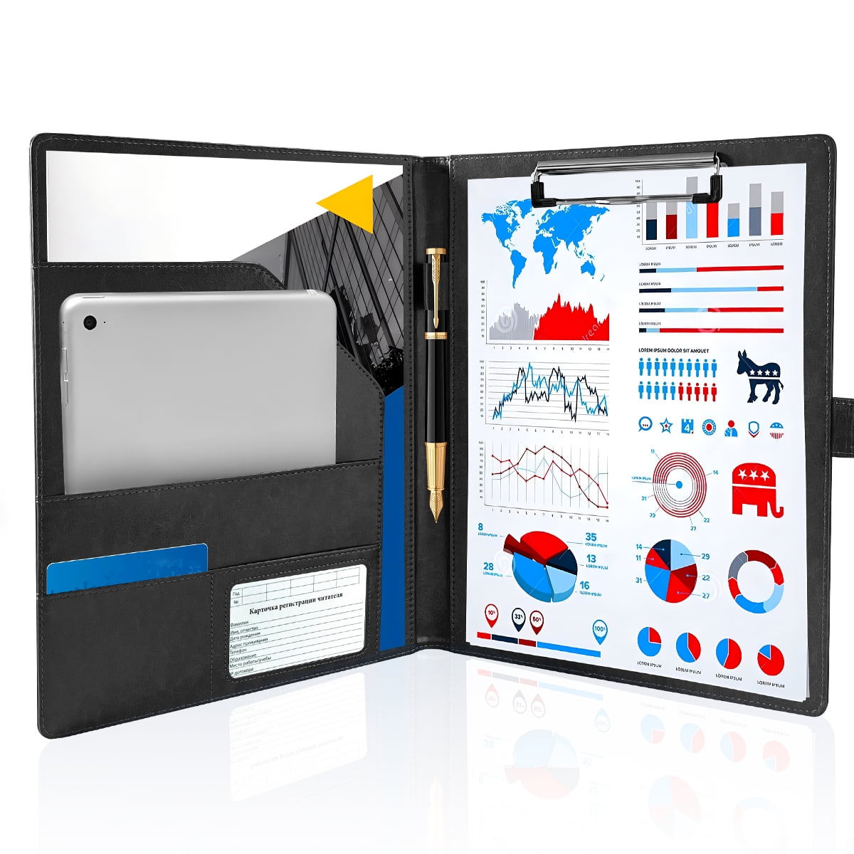 Kabuer Portfolio Folder, Padfolio Binder with Storage, Faux Leather ...