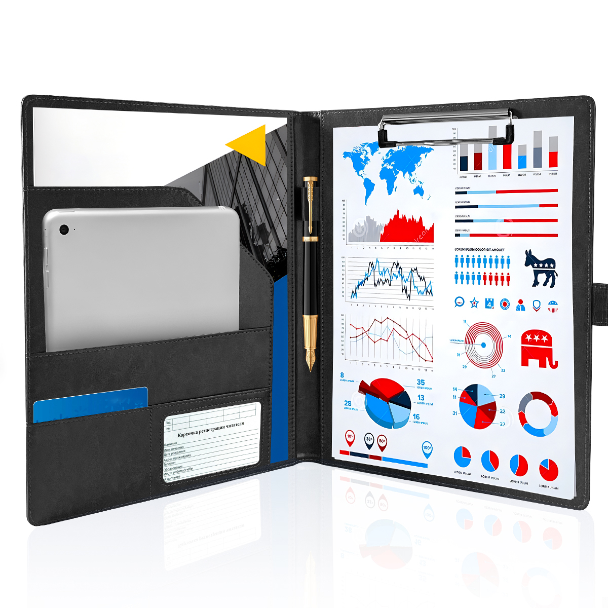 H&S A4 Portfolio Folder with Ring Binder Mechanism - with 40 Plastic A4 ...