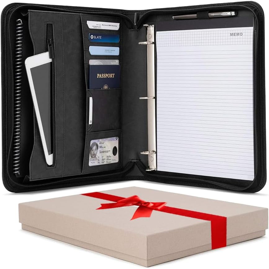 Portfolio Organizer - 3 Ring Binder with Notepad - 1.5 Inch Rings ...