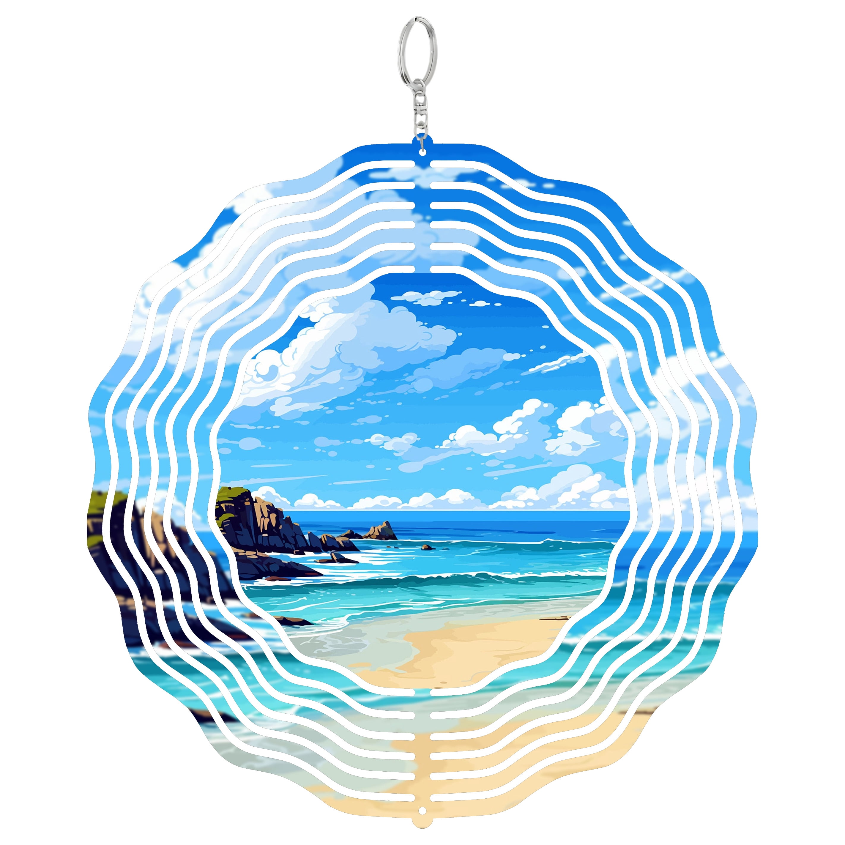 Porthcurno Beach Wind Spinner, Kinetic 3D Cornwall Garden Art Hanging ...