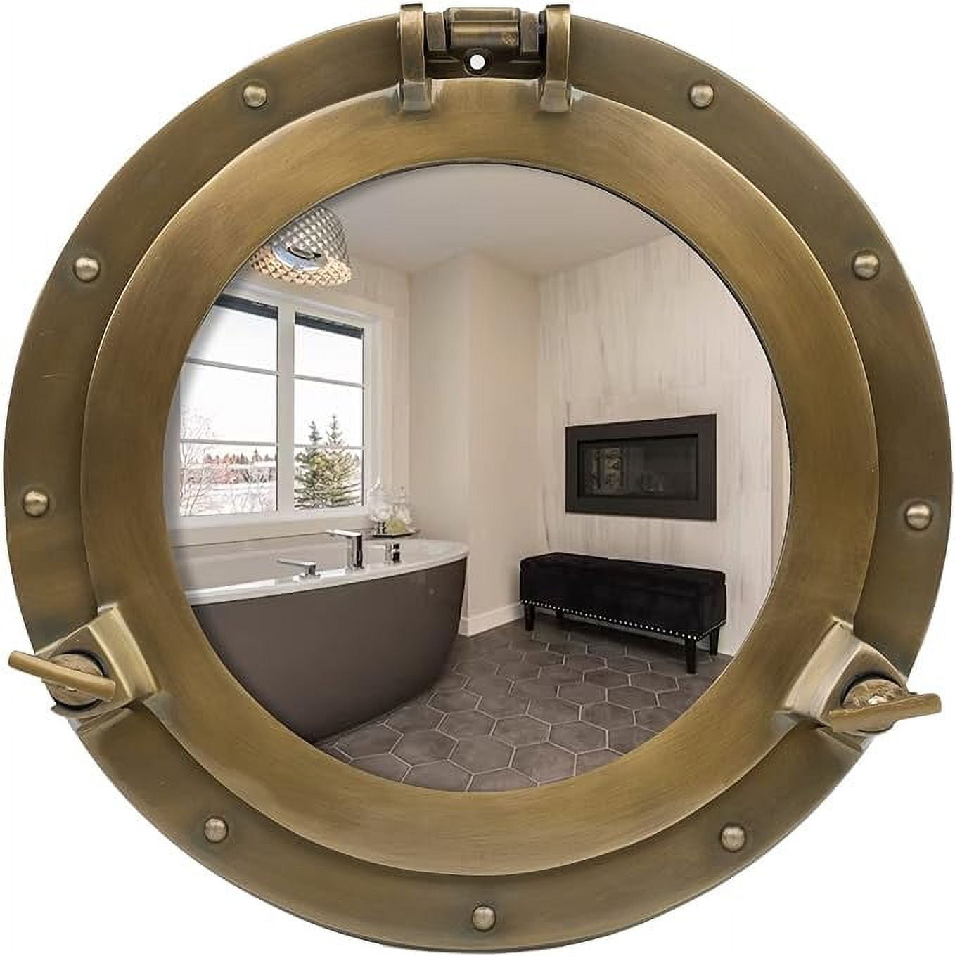 Porthole Mirror - 10 Inch Brass Finish | Nautical Wall Décor for ...