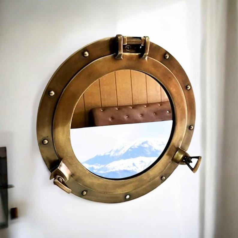 Porthole Mirror Antique Finish Nautical wall decor for bathroom and ...