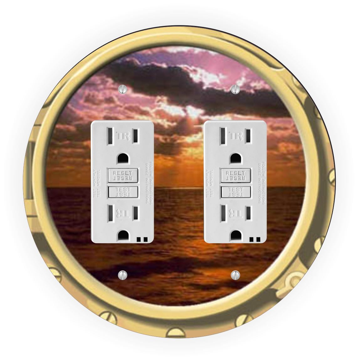 Porthole Sunset Design - Round Light Switch Plate Cover - Double GFI ...