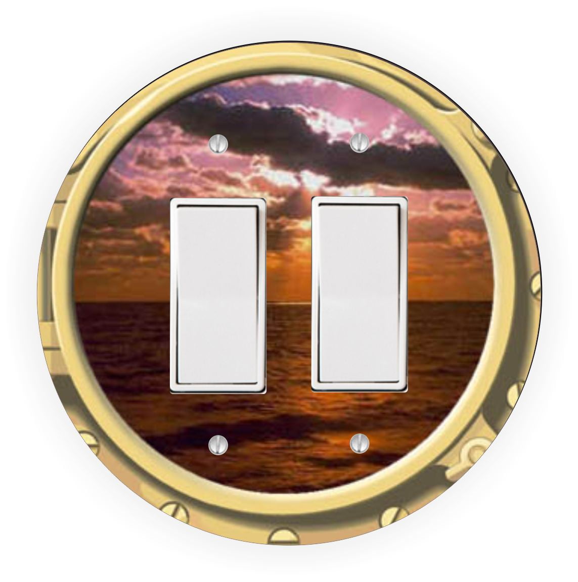 Porthole Sunset Design - Round Light Switch Plate Cover - Double Rocker ...