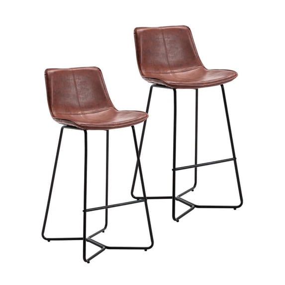 Porthos Home Alva Bar Stools, PU Leather, Cross Sled Legs (Set of 2 ...
