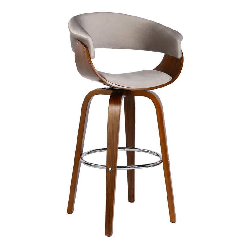 Porthos Home Axel Swivel Bar Stool, Suede Upholstery, Beechwood Legs ...