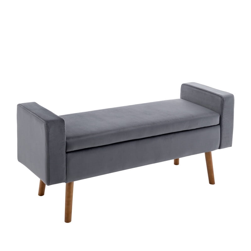 Porthos Home Brynn Velvet Storage Bench with Rubberwood Legs - Walmart.com