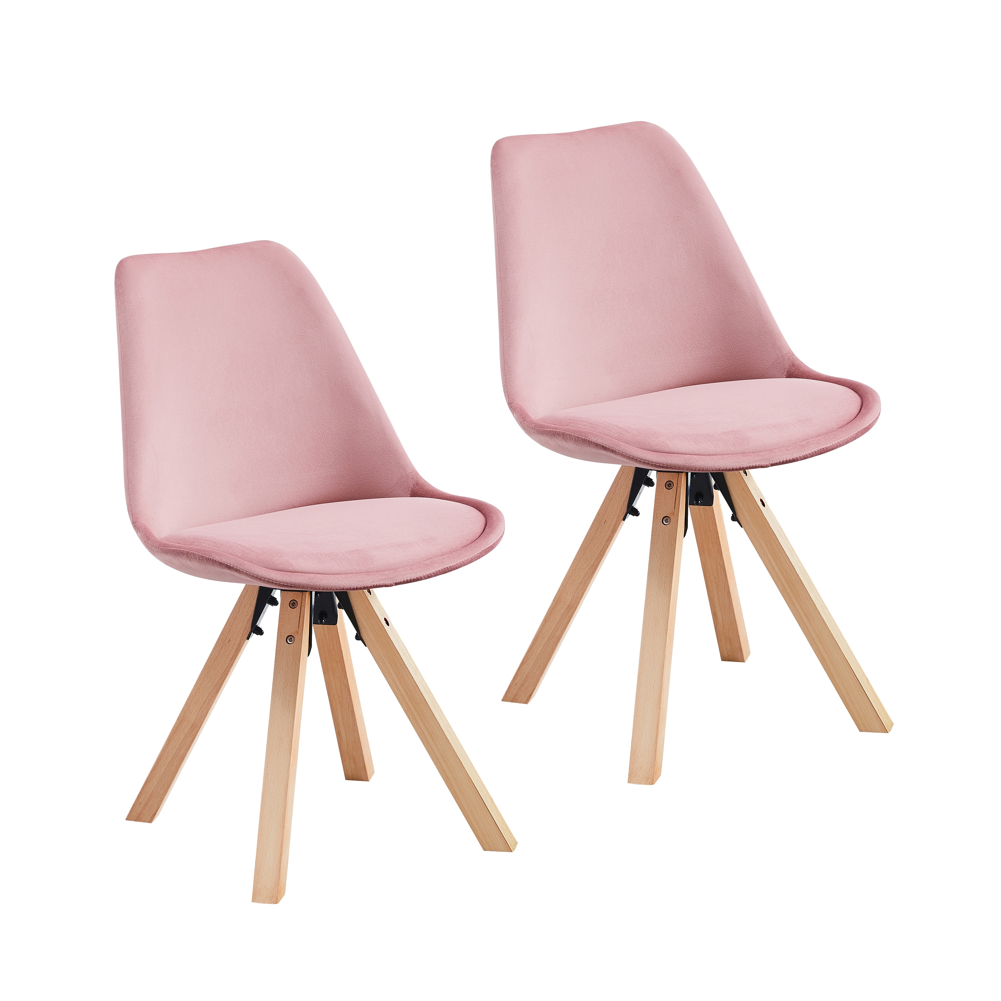 Porthos Home Poppy Dining Chairs Set of 2, Velvet and Beechwood Pink ...