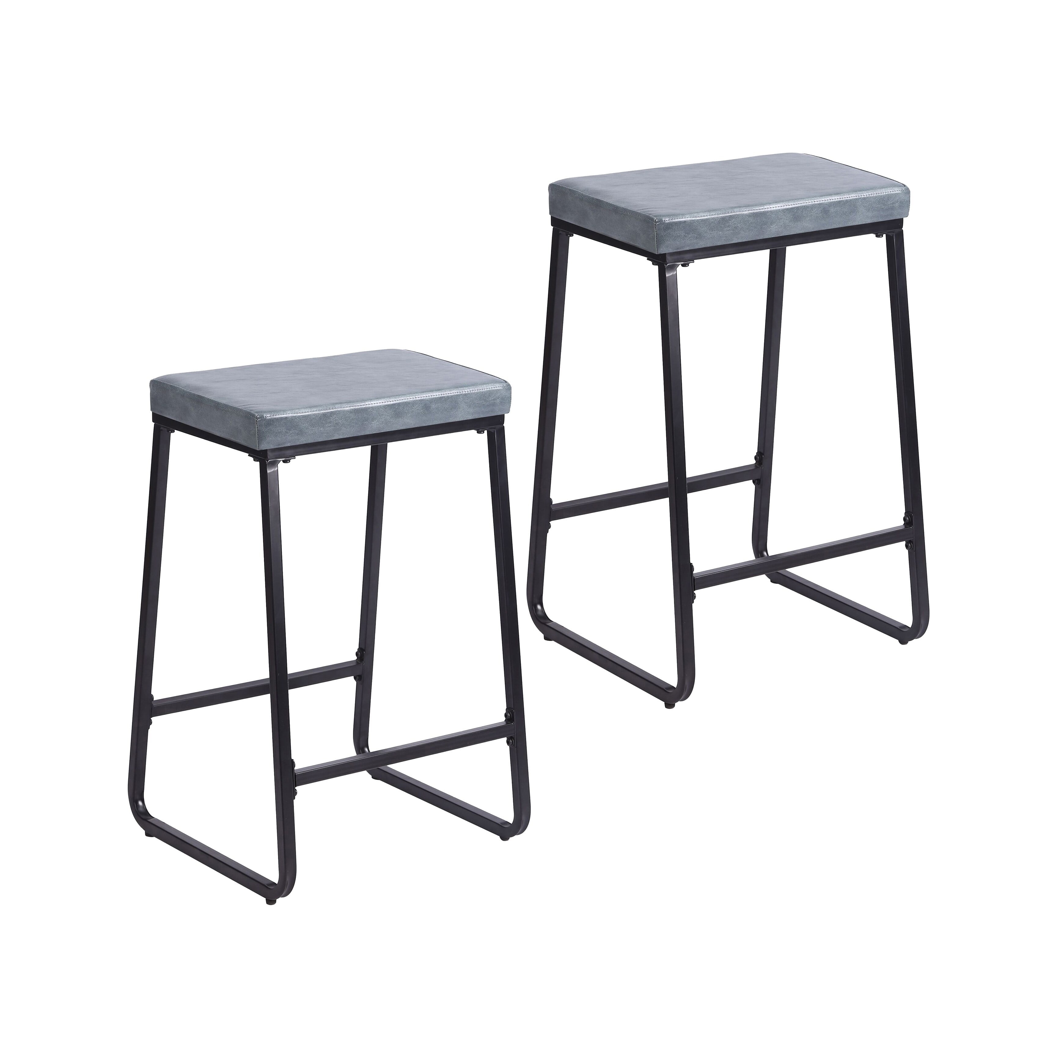 Porthos Home Senga Bar Stools, PU Leather, Iron Legs (Set of 2 ...