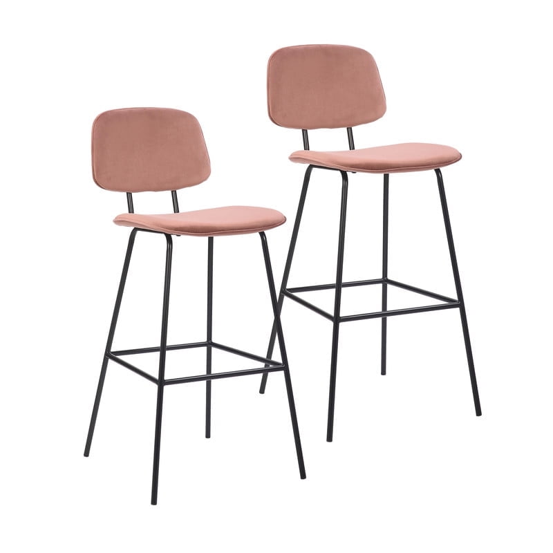 Porthos Home Soren Bar Stools, Velvet Upholstery, Iron Legs (Set of 2 ...