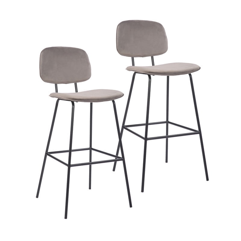 Porthos Home Soren Bar Stools, Velvet Upholstery, Iron Legs (Set of 2 ...