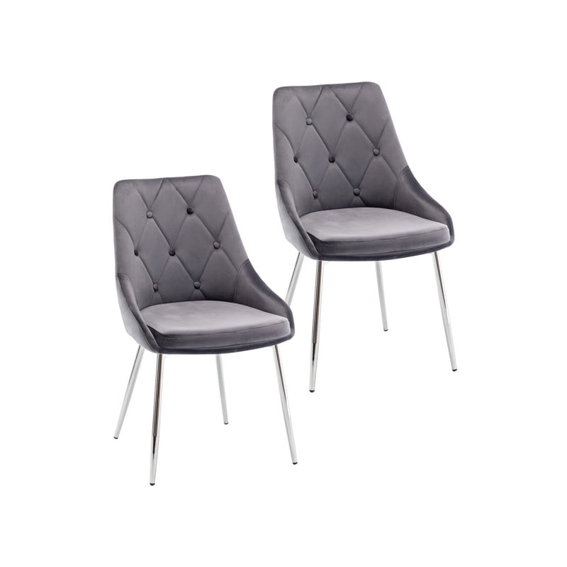 Porthos Home Tam Tufted Velvet Dining Chairs with Chrome Legs (Set of 2 ...
