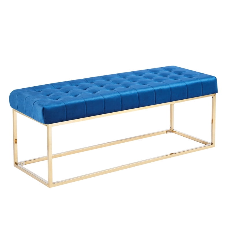 Porthos Home Wenn Tufted Velvet Bench with Gold Chrome Legs - Walmart.com