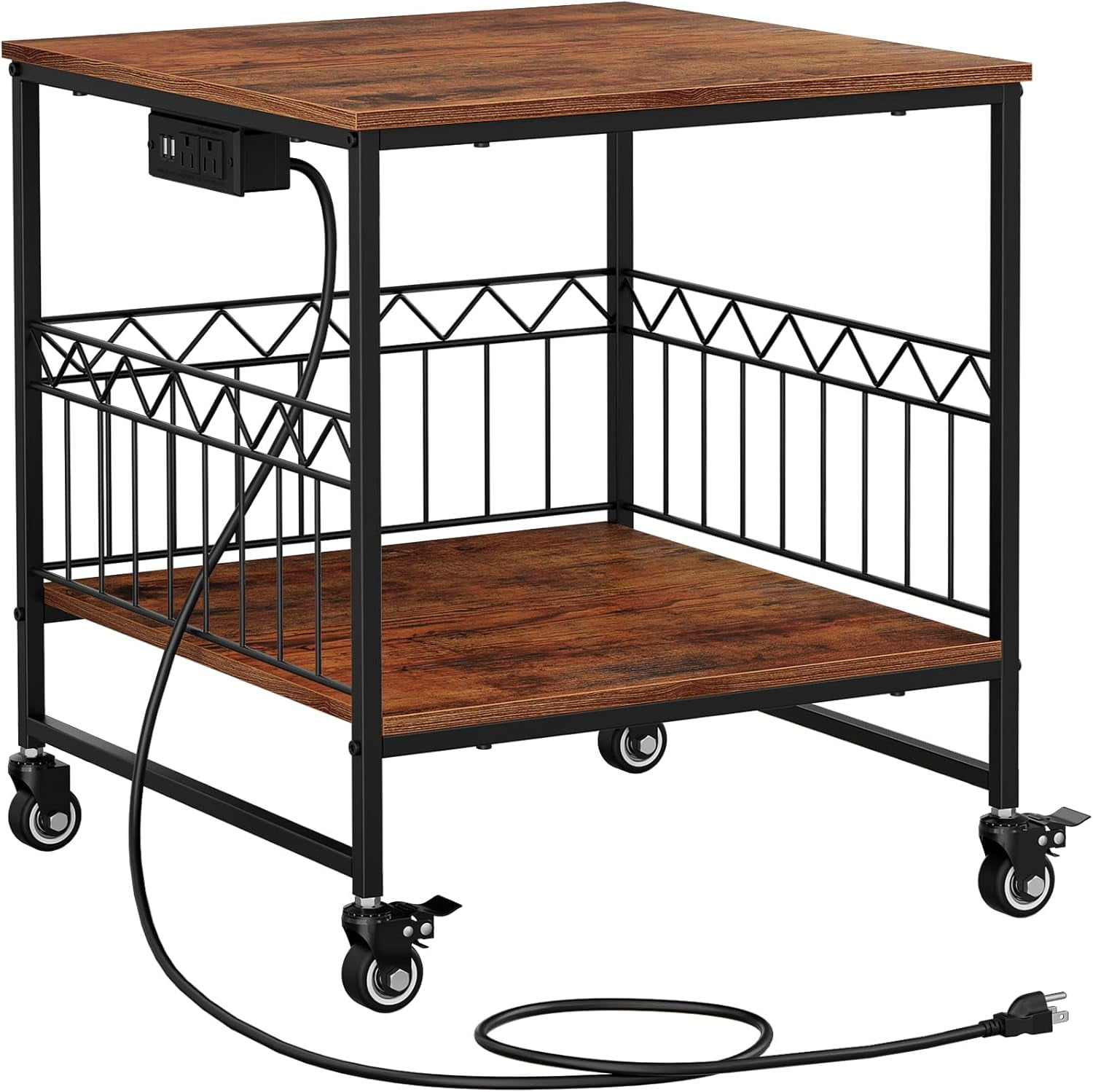 Portin Mini Fridge Stand Cart - 220 LBS Capacity with Charging Station ...