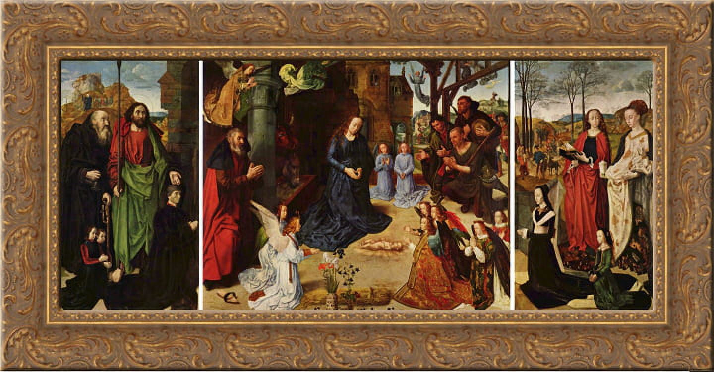 Portinari Triptych 24x12 Gold Ornate Wood Framed Canvas Art by Hugo van der Goes - Walmart.com