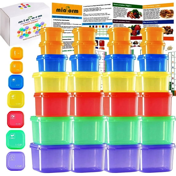 Portion Control Container and Food Plan (Labeled 28 Pcs) - 21 Day ...