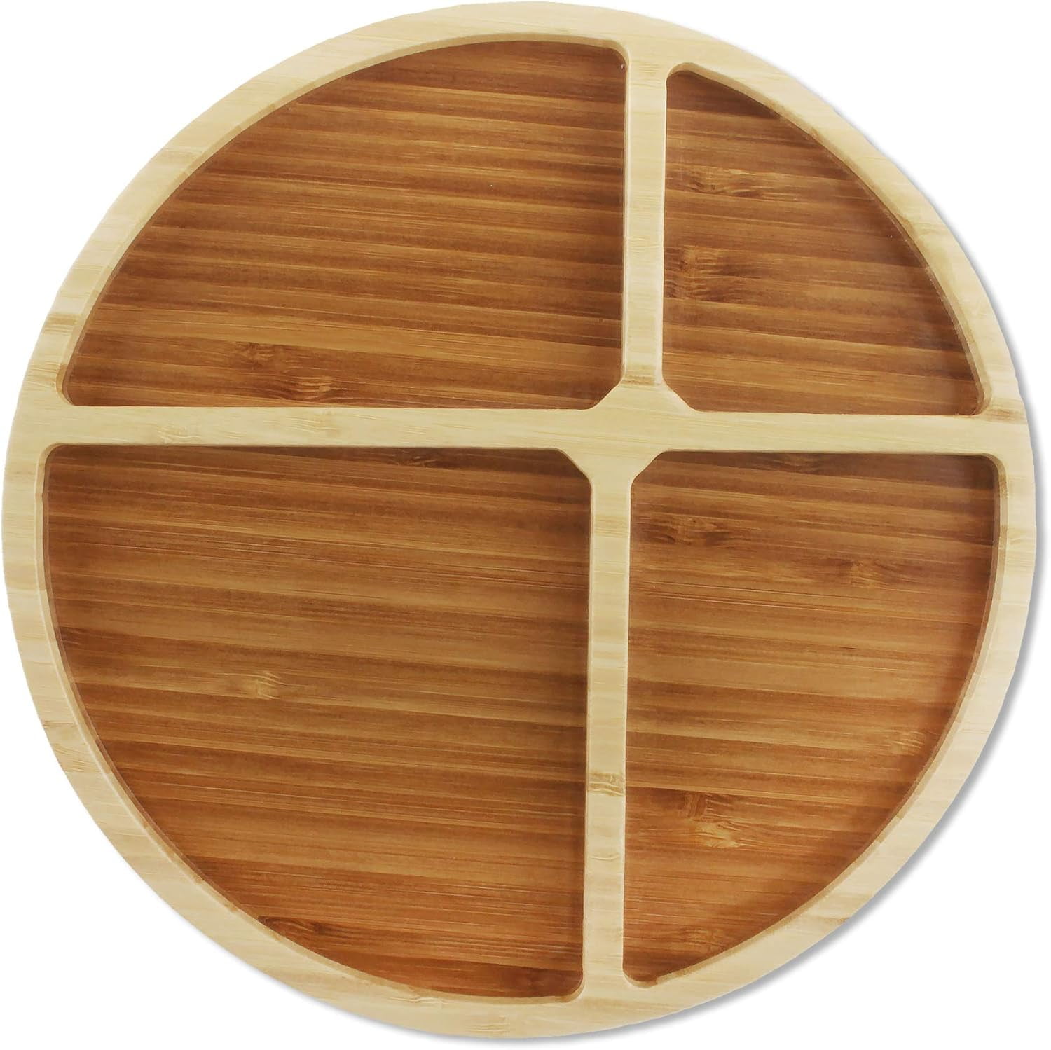 Portion Control Plates - 9" Bamboo Ecoware Reusable Dinnerware Divided ...