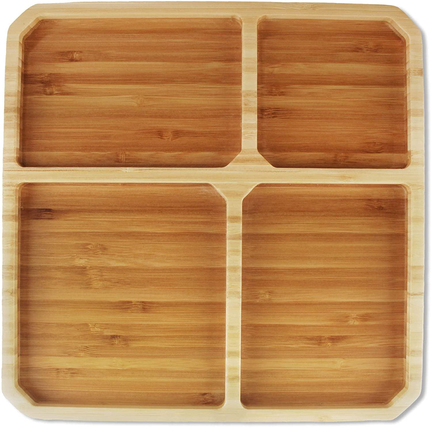 Portion Control Plates - 9" x 9" Bamboo Ecoware Reusable Dinnerware ...