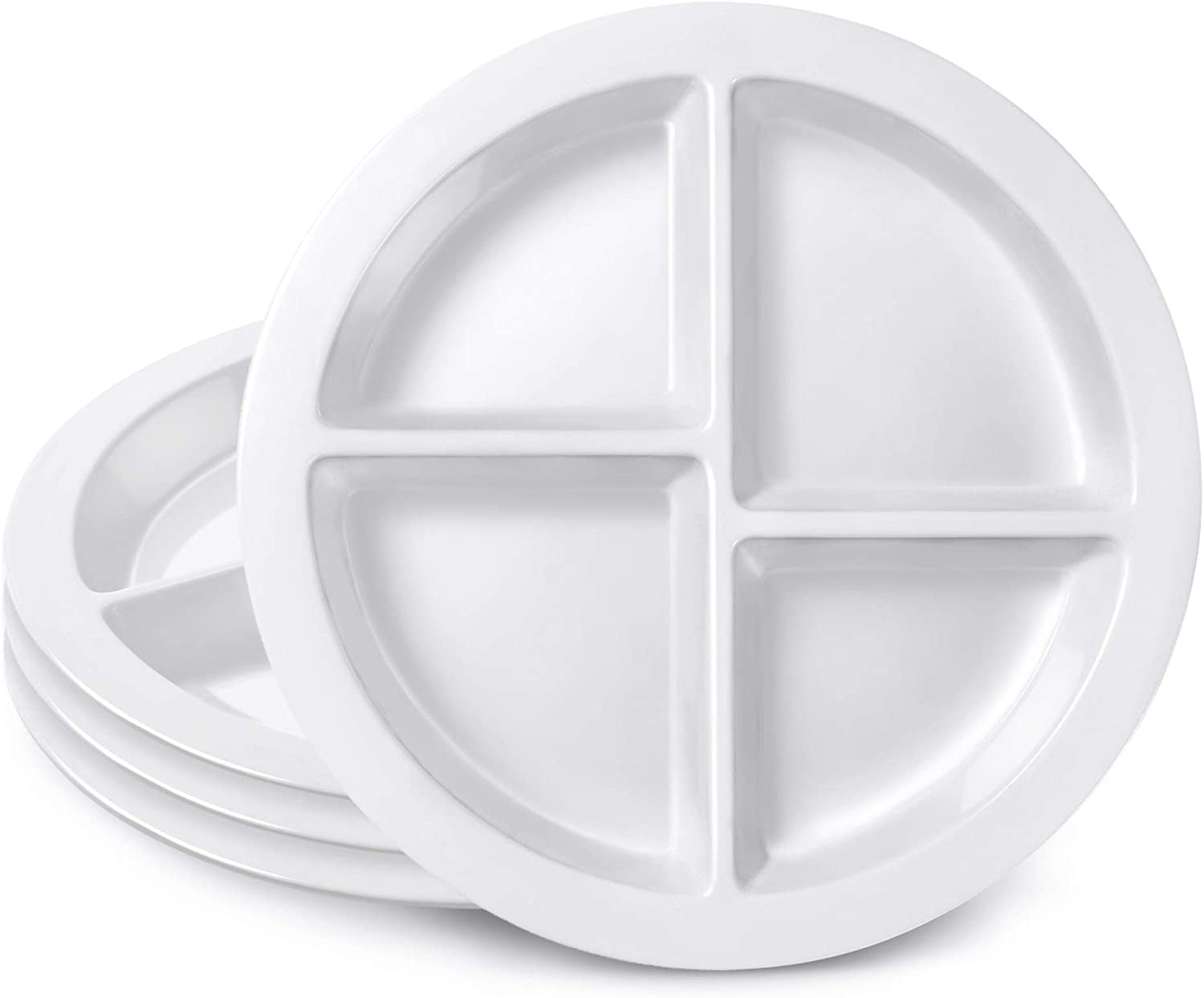 Portion Plate For Adults and Teens – Pure White - 100 melamine - With 4 ...