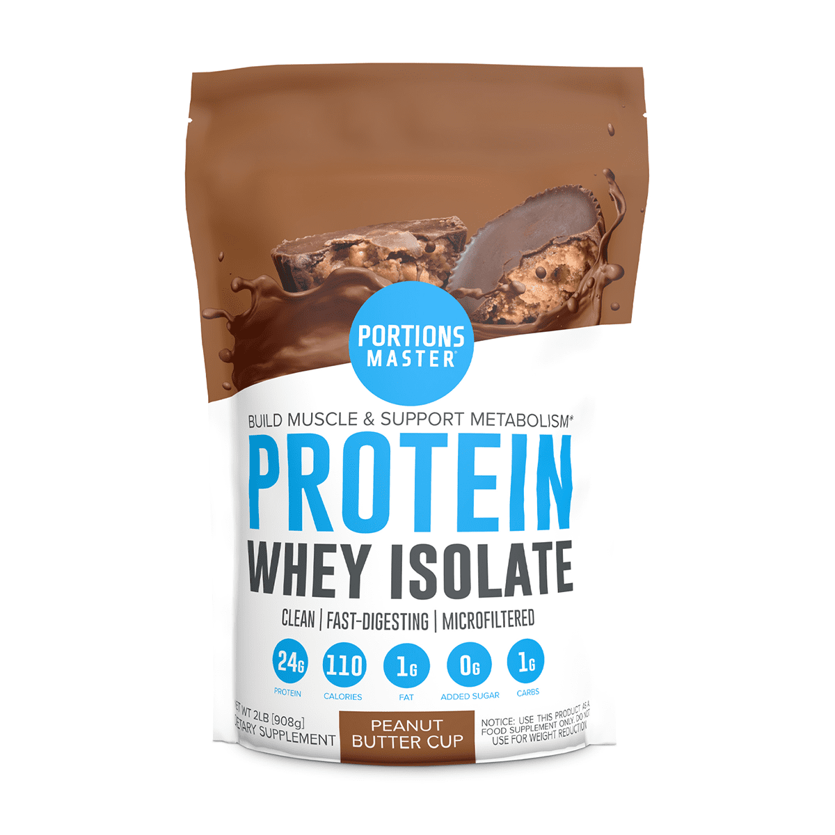 Portions Master CFM Whey Isolate Protein 2lb | Peanut Butter Cup ...