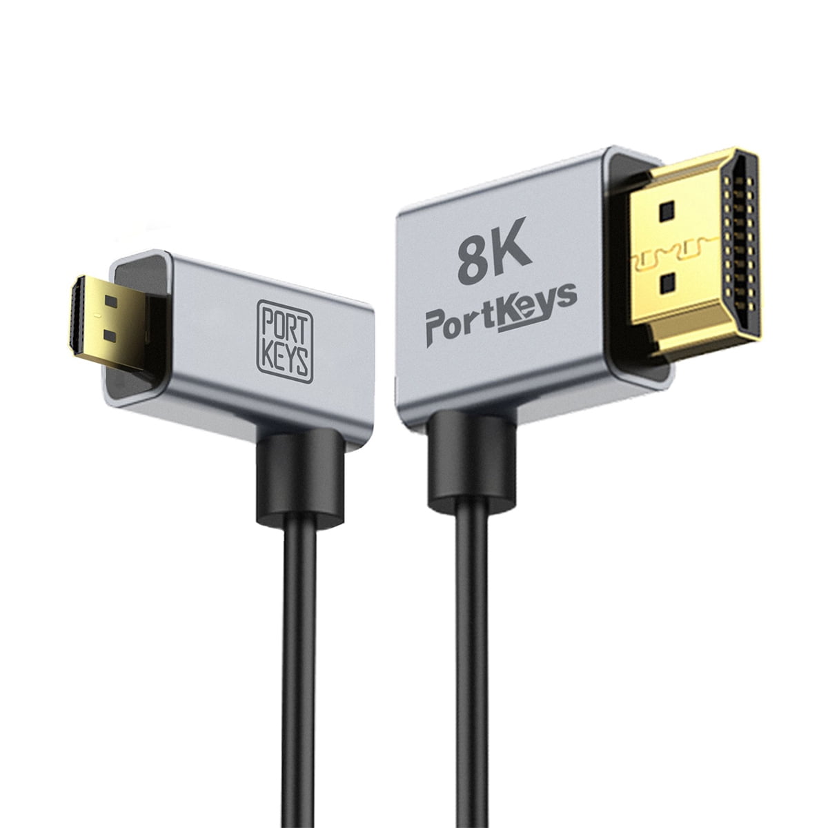 Portkeys 2pcs 8K Ultra Thin HDMI Cable Suit 2.5mm Diameter, HDMI A to D ...