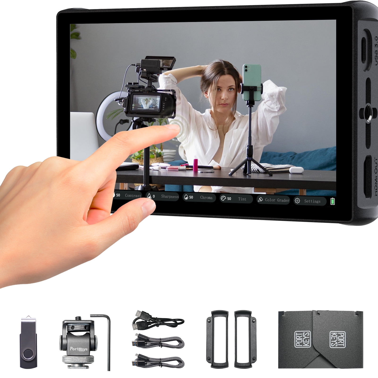 Portkeys PL5 Camera Field Monitor 5.4" 500nit Live Streaming Capture ...