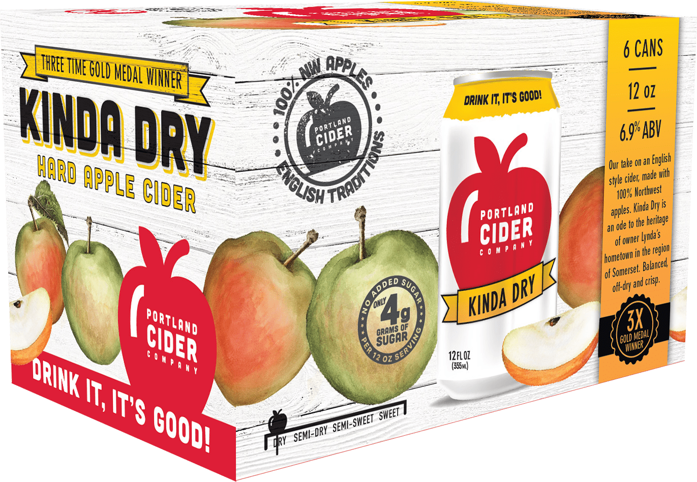 Portland Cider Kinda Dry, 6 Pack 12 fl oz Aluminum Cans, 6.9% ABV ...