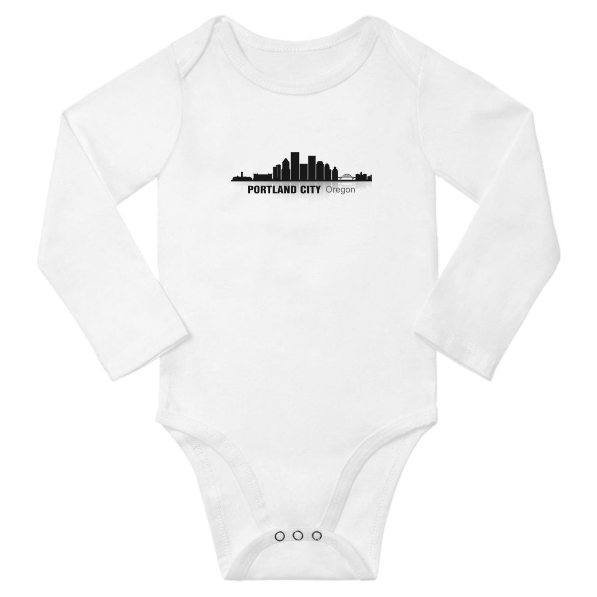 Portland City Oregon Silhouette Cute Baby Long Sleeve Clothing ...