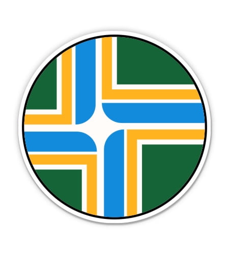 Portland Flag Circle - 3" Vinyl Sticker - For Car Laptop Water Bottle ...