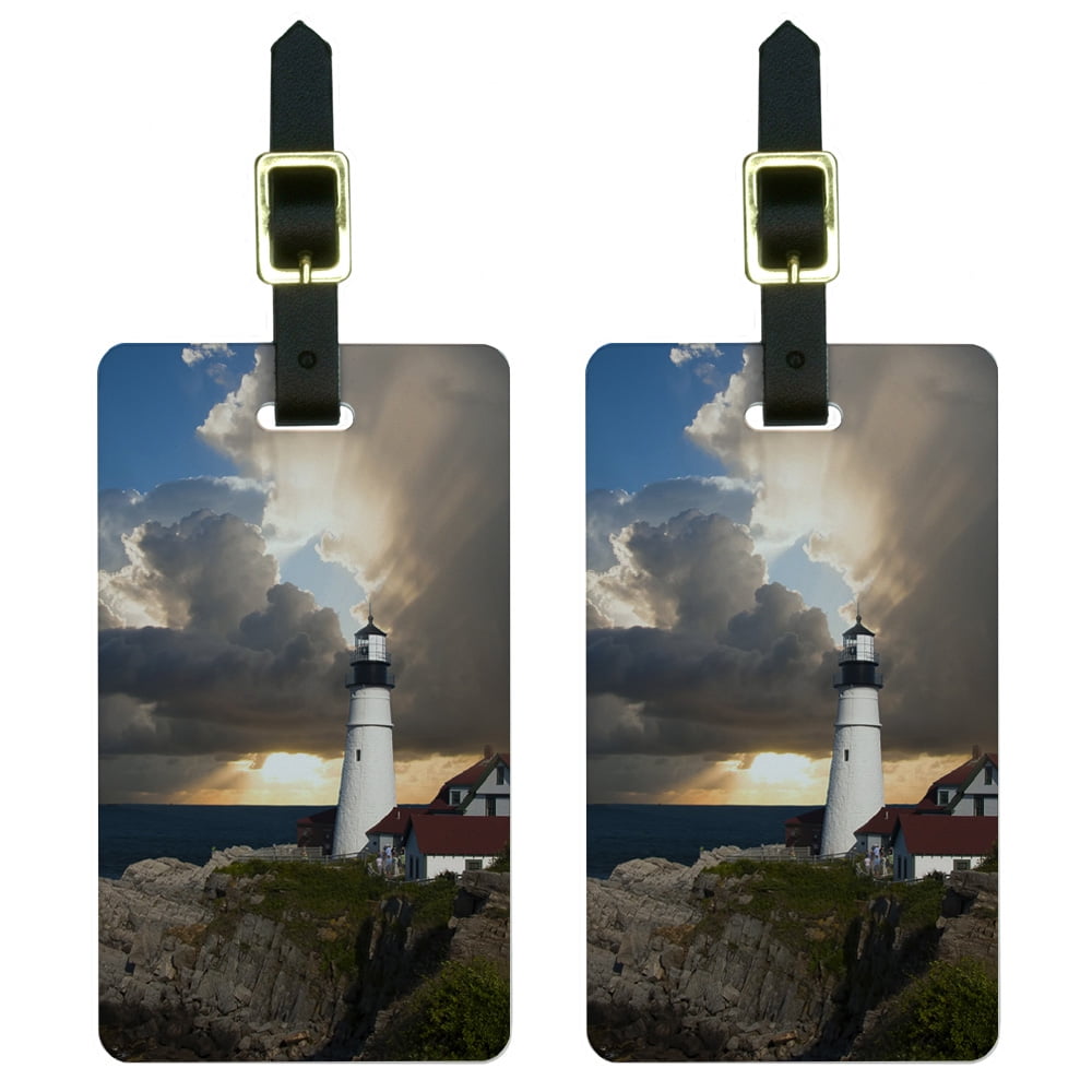 Portland Head Lighthouse Maine Sun Rays Luggage Tags Suitcase ID, Set ...