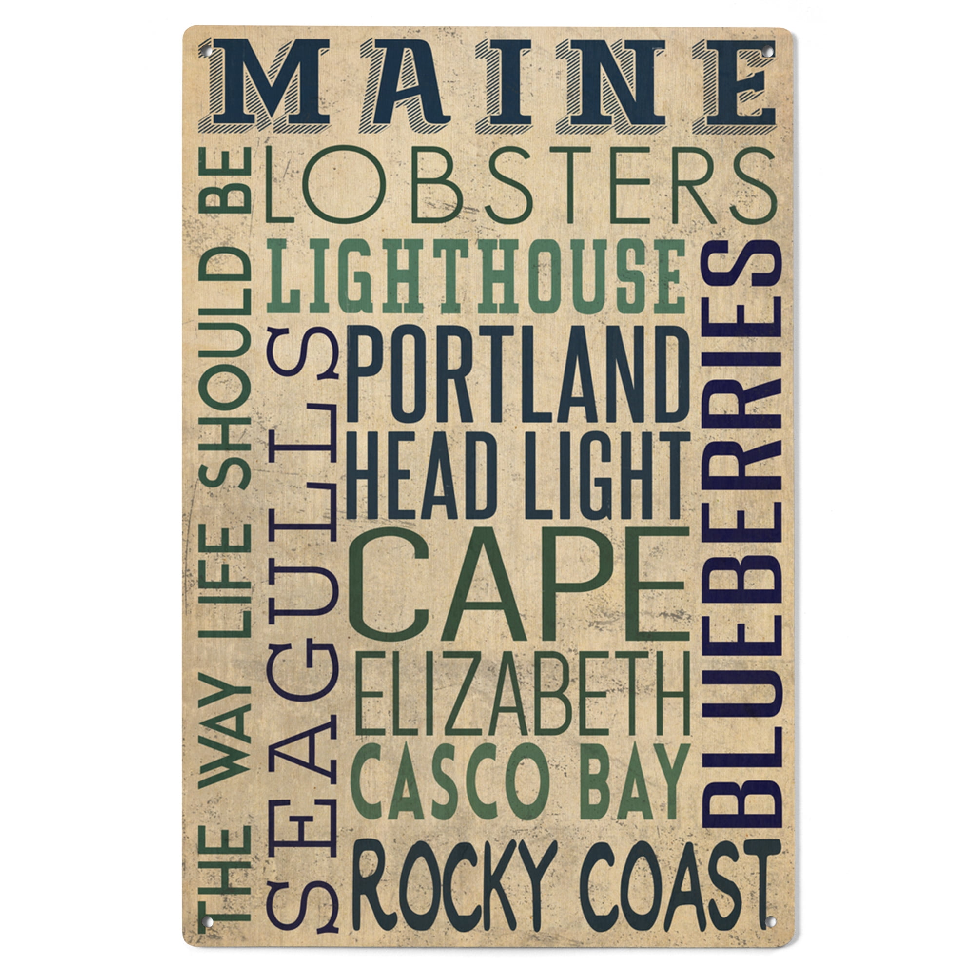 Portland Head Lighthouse, Maine, Typography Birch Wood Wall Sign (6x9 ...