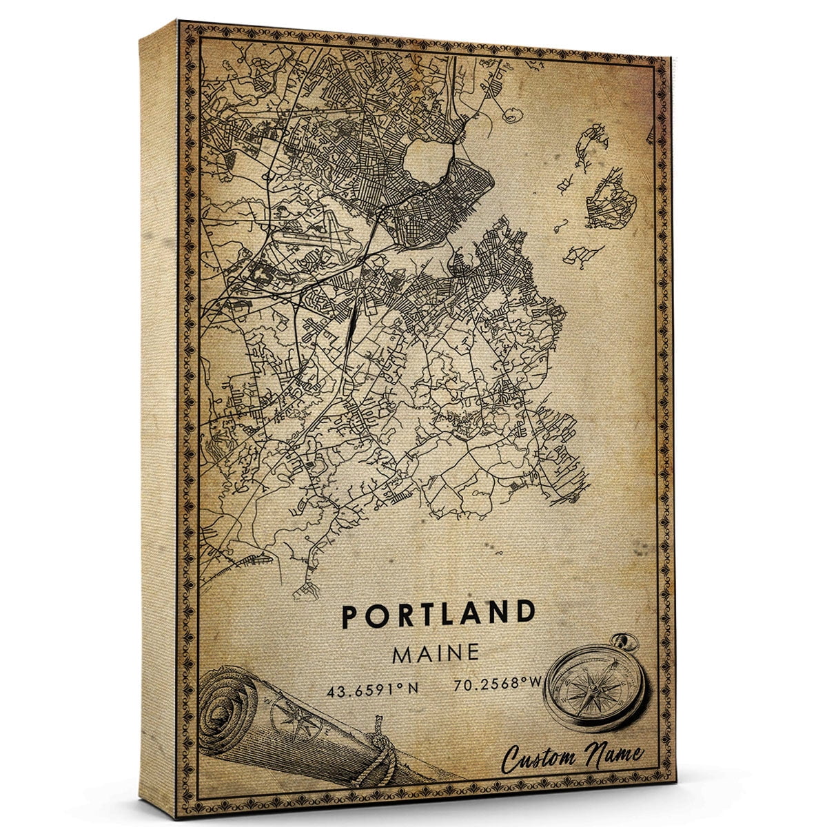 Portland Map Poster, Maine Map Art Poster, Canvas, Portland Map City ...