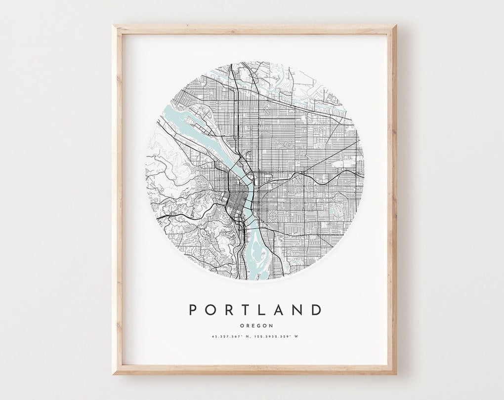 Portland Map Print, Portland Map Poster City Wall Art, Or Road Map ...
