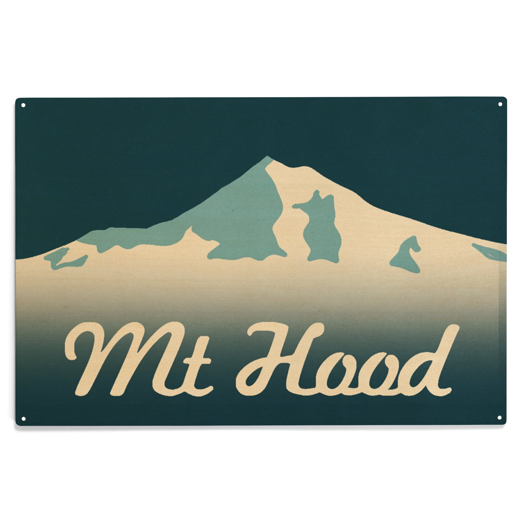 Portland, Oregon, Retro Skyline, Mt. Hood Birch Wood Wall Sign (10x15 ...
