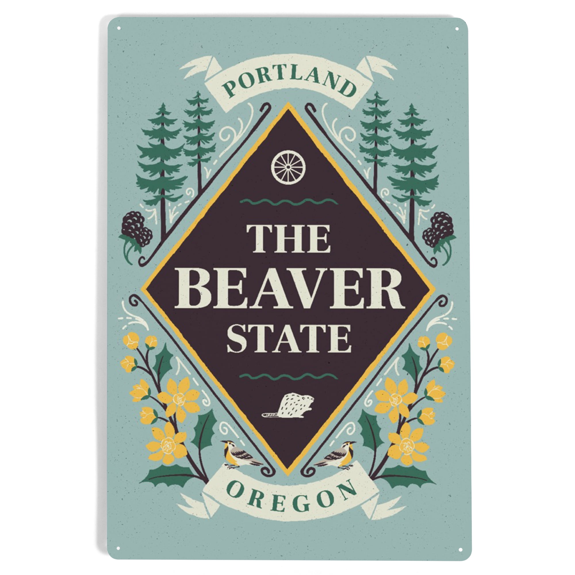 Portland, Oregon, State Motto Crest, State Series (12x18 Aluminum Art ...