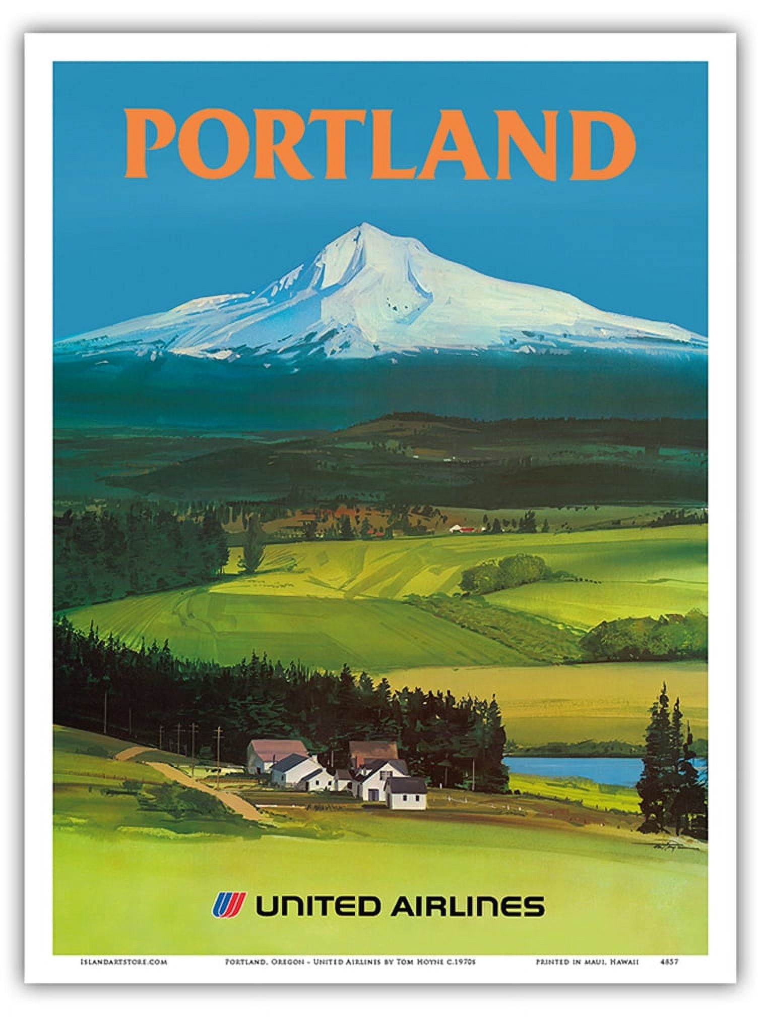 Portland Oregon - United Airlines - Mount Hood - Vintage Airline Travel ...