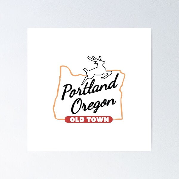 Portland Oregon White Stag Sign | Original Version Poster Wall Art ...