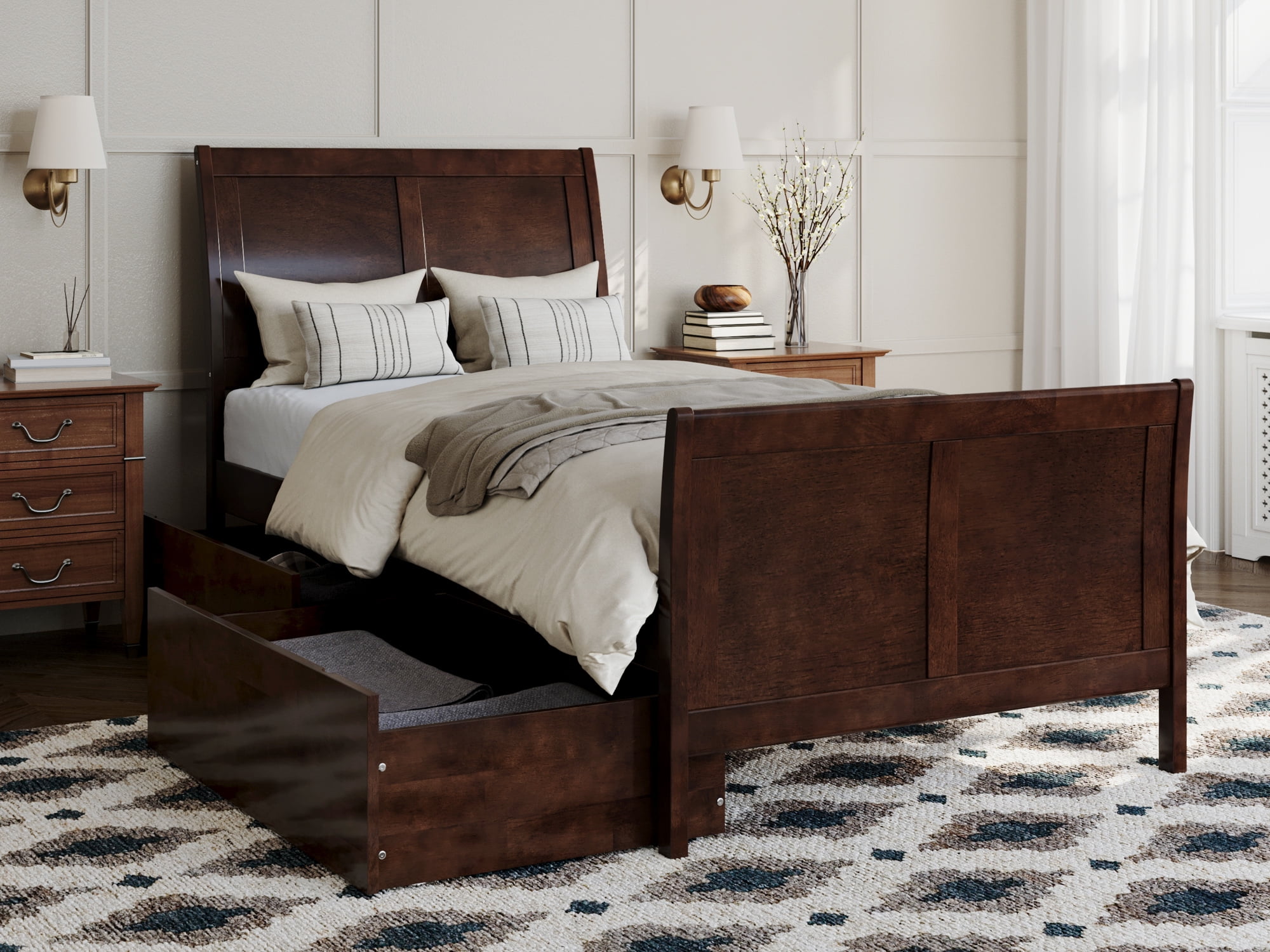 AFI Portland Solid Wood Platform Bed, Headboard, Storage Bed Frames ...