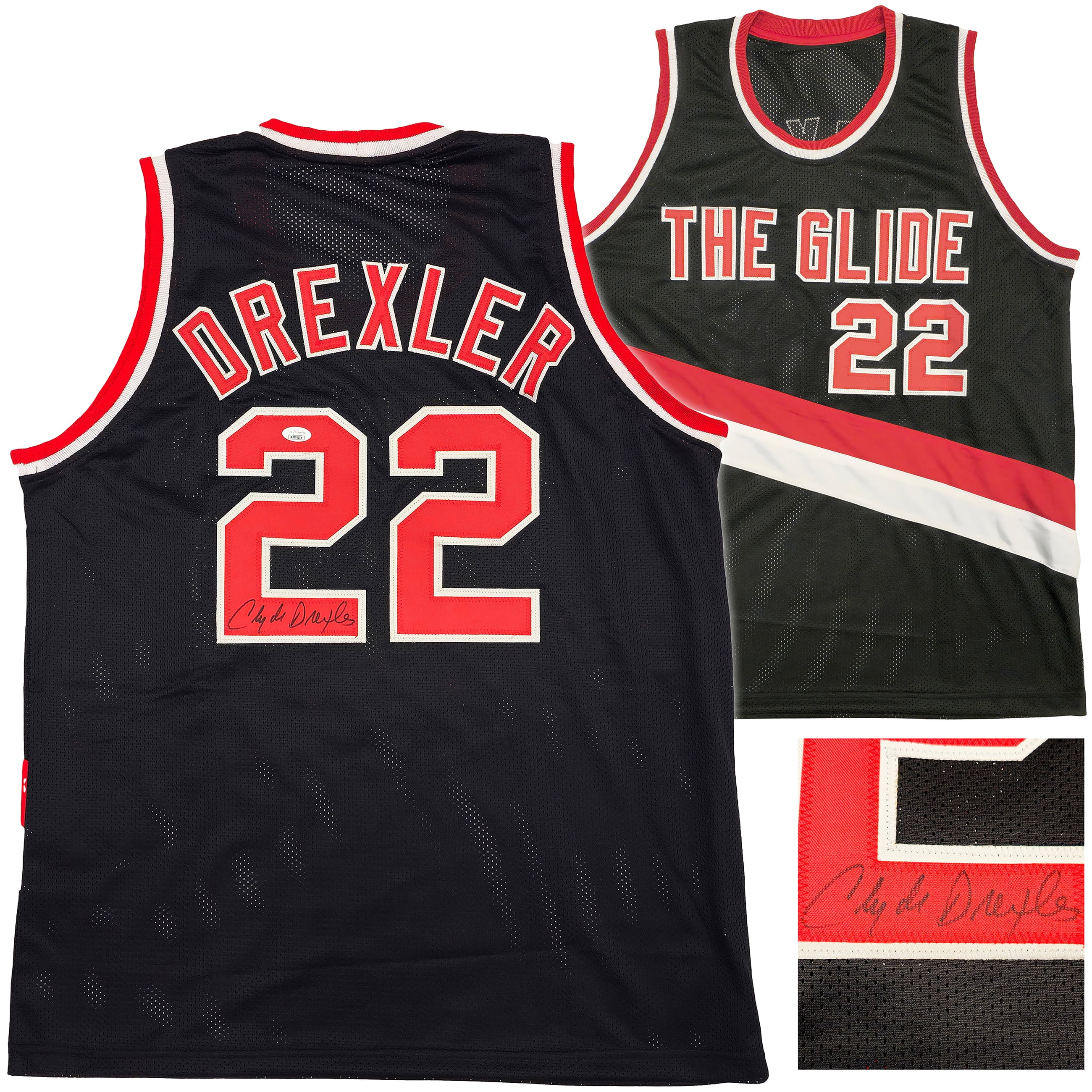 Portland Trailblazers Clyde Drexler Autographed Black & Red Jersey JSA ...