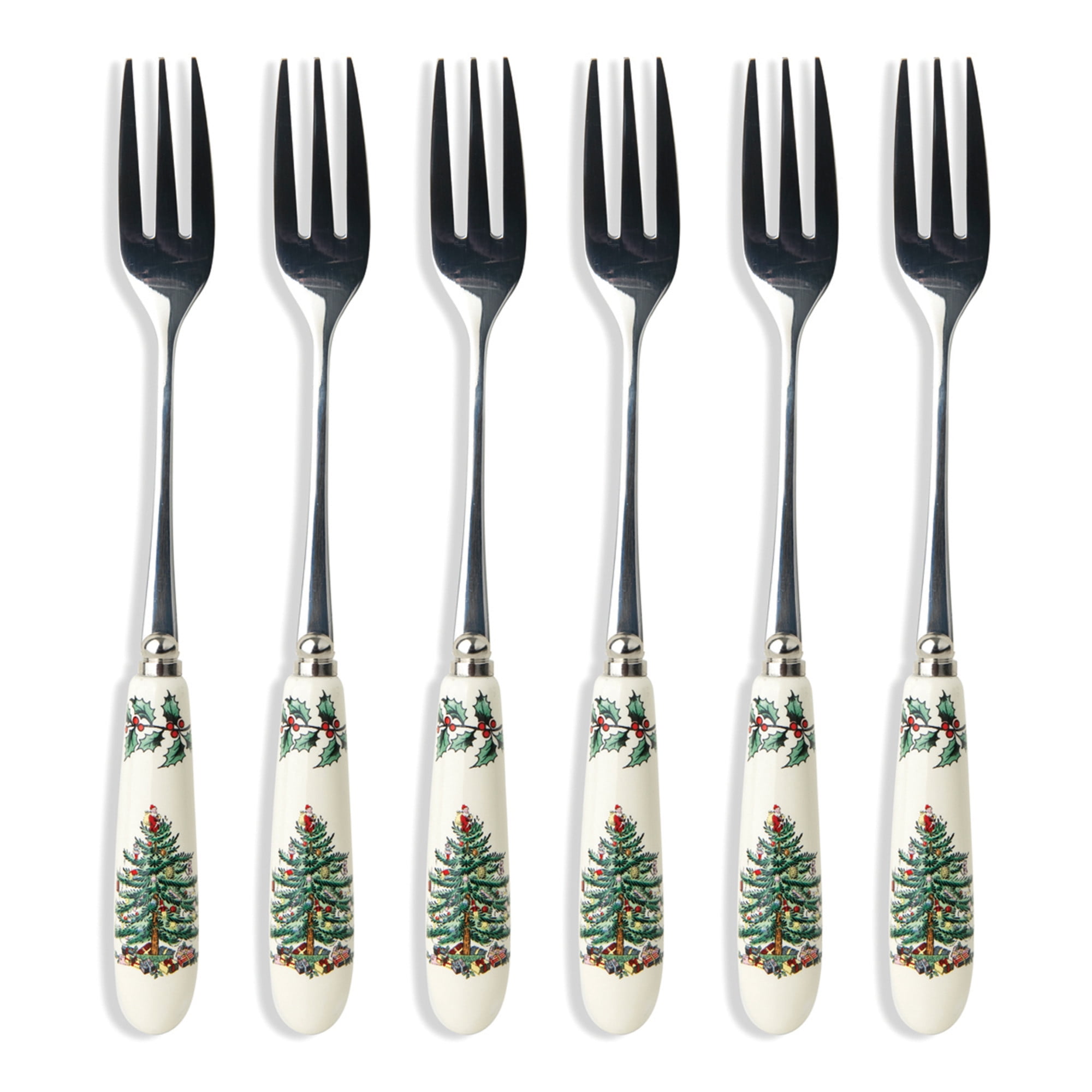 Spode Christmas Tree Kitchenware, Set of 6 Pastry Forks, Holiday ...