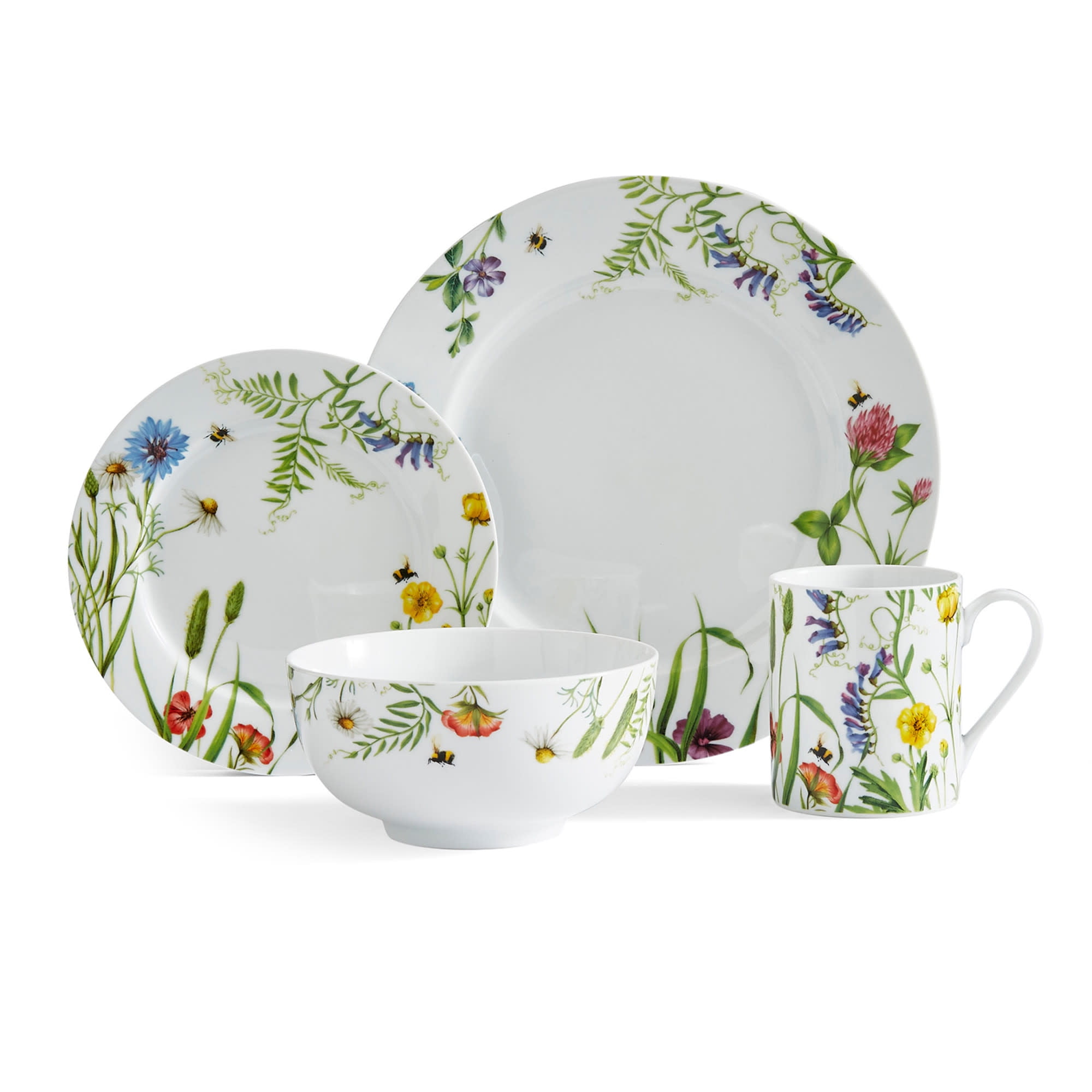 Portmeirion Home Blue Indigo 16-Piece Dinner Dishware Set, Multicolored ...