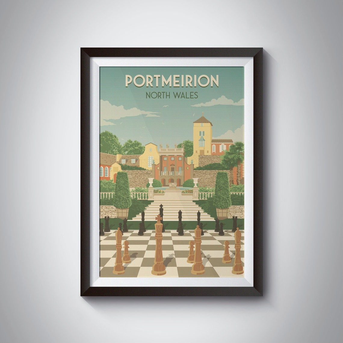 Portmeirion Travel Poster, Gwynedd North Wales, Seaside Print, Welsh ...