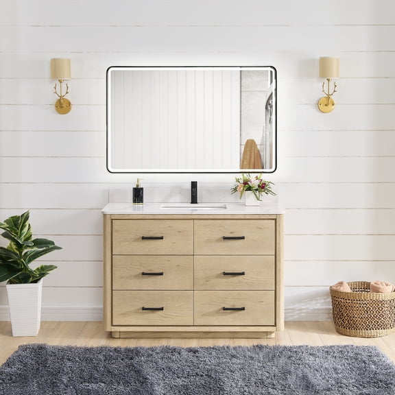 Porto 84" Aged Natural Oak Double Bath Vanity with Fish Maw White ...