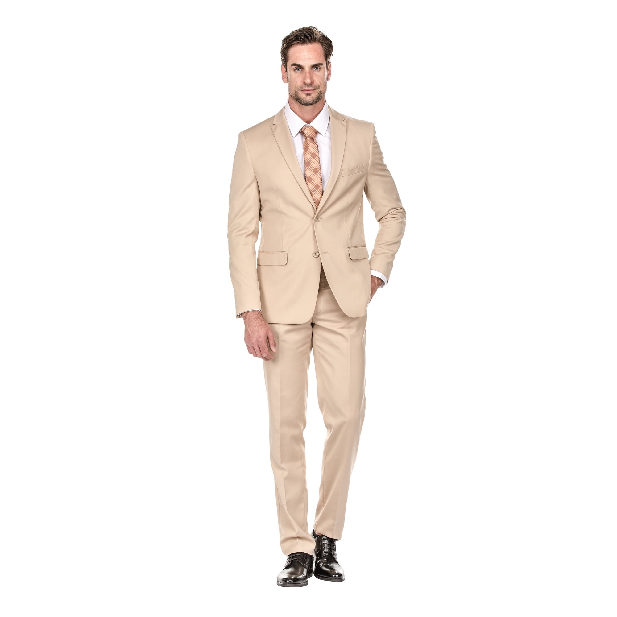 Porto Filo Men's 2 Piece Beige Slim Fit Suit - Walmart.com