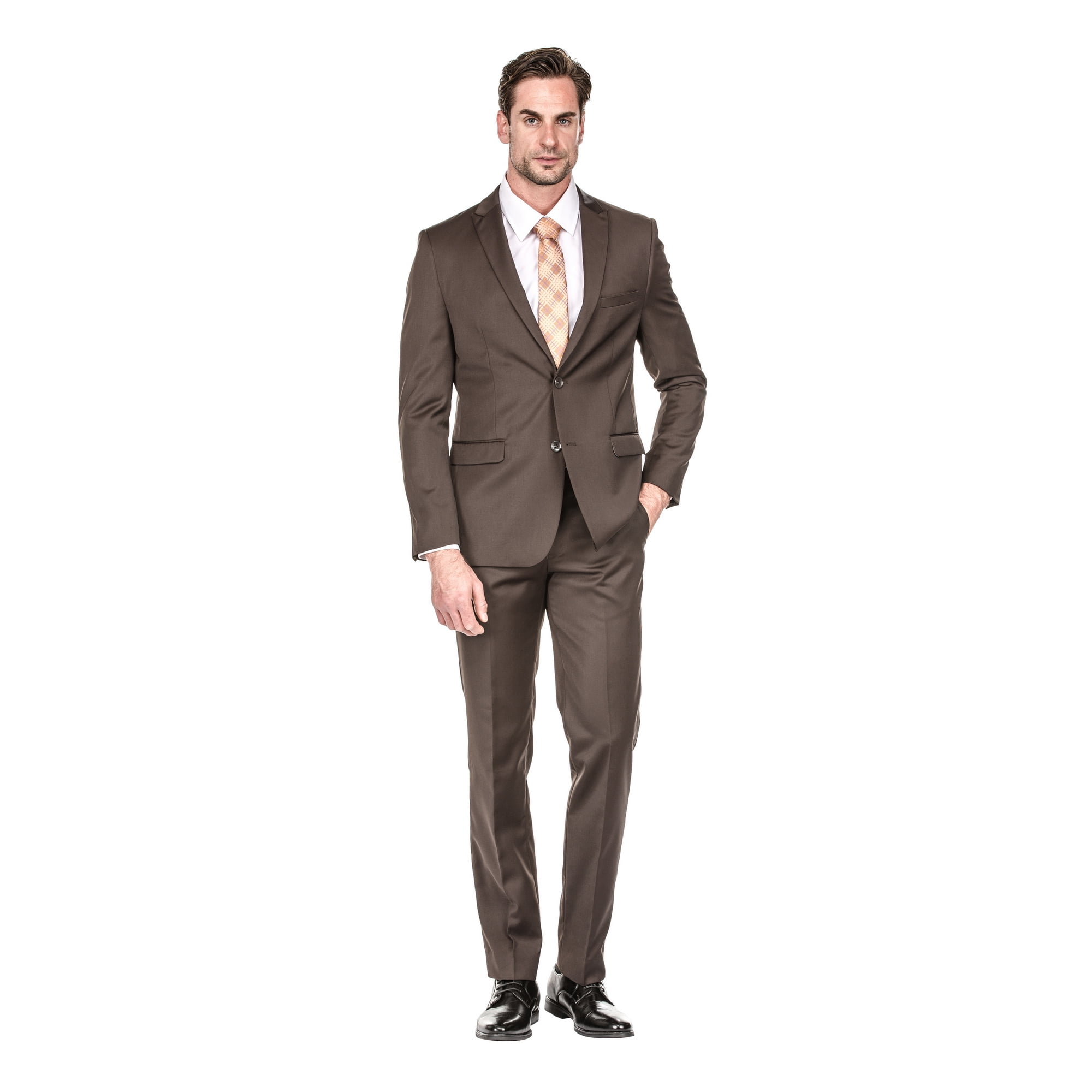 Porto Filo Men's 2 Piece Brown Slim Fit Suit - Walmart.com