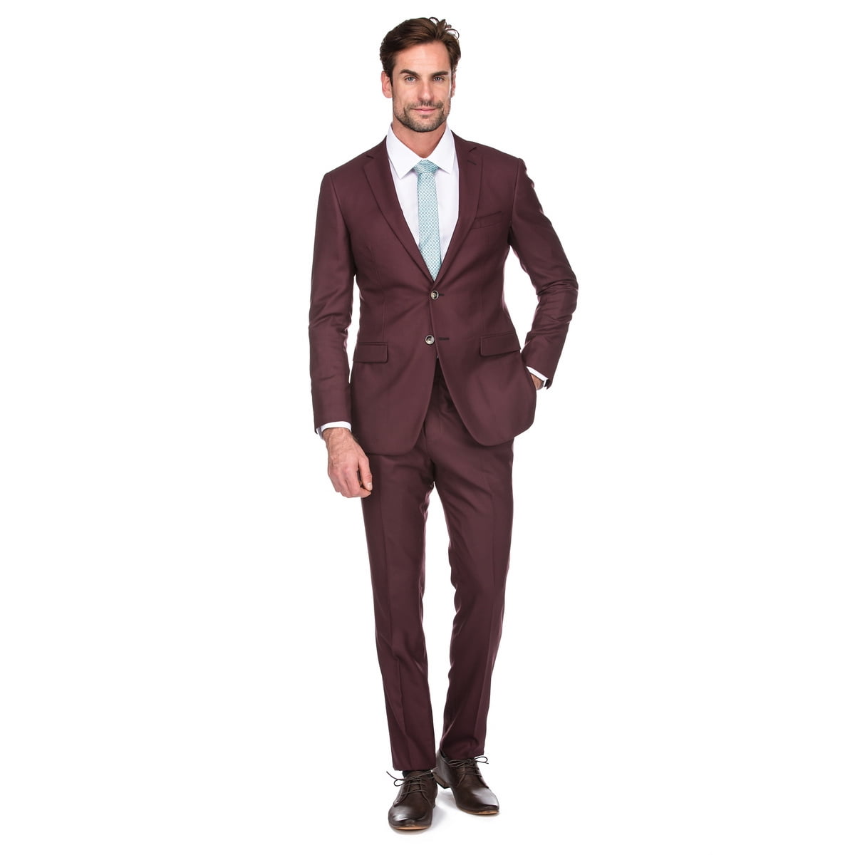 Porto Filo Men's 2 Piece Burgundy Slim Fit Suit - Walmart.com