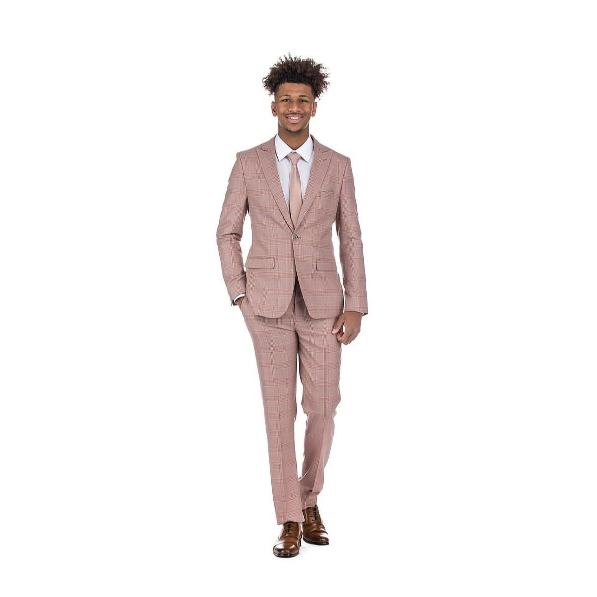 Porto Filo Men's 2 Piece Burgundy Windowpane Slim Fit Suit - Walmart.com