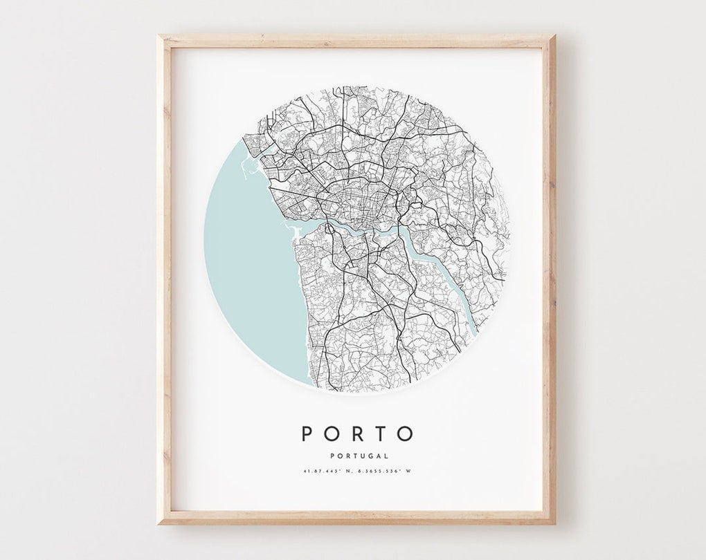 Porto Map Print, Porto Map Poster City Wall Art, Porto Road Map, Porto ...